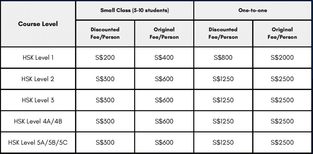 Course Fee | HSK Crestar Singapore